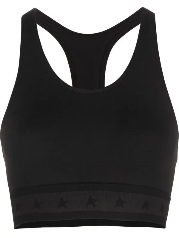 GOLDEN GOOSE Logo-underband Racerback Crop Top - Black