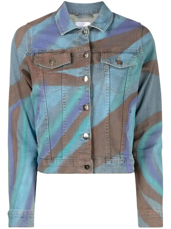 MADISON MAISON Graphic-print Denim Trucker Jacket - Blue