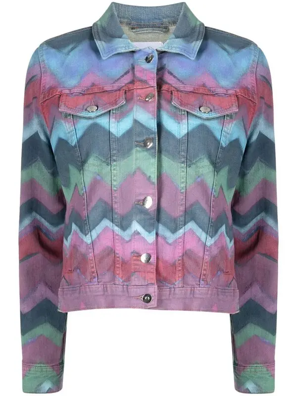 MADISON.MAISON Zigzag-print Denim Jacket - Blue