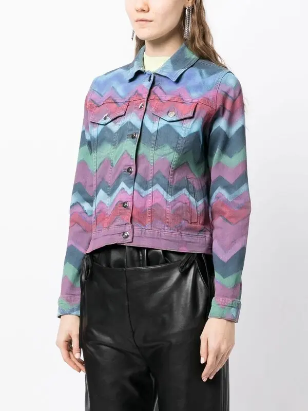 MADISON MAISON Zigzag-print Denim Jacket