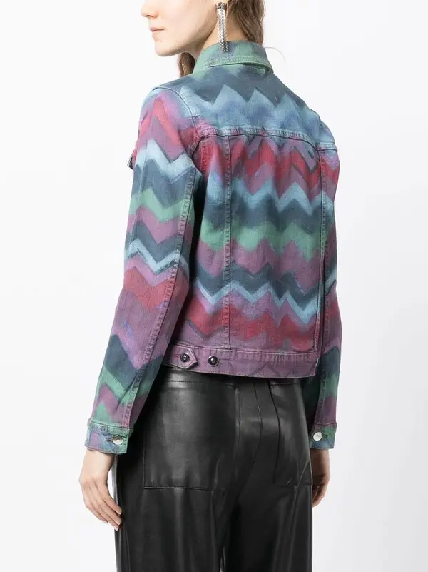MADISON MAISON Zigzag-print Denim Jacket