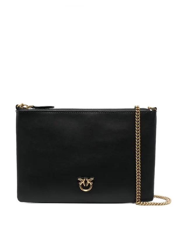 Pinko Medium Flat Love Leather Bag - Black