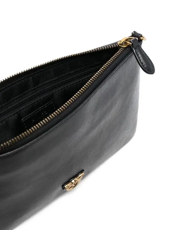 Pinko Medium Flat Love Leather Bag - Black