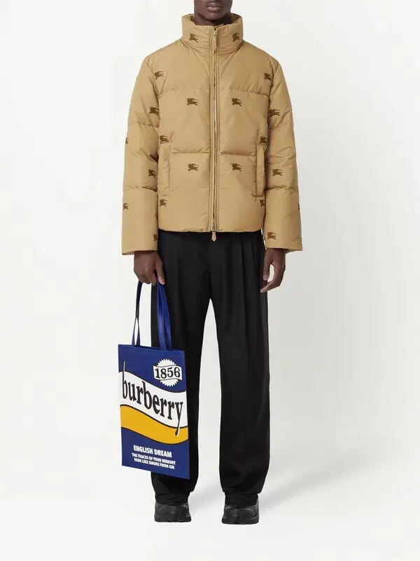 Burberry Embroidered-logo Puffer Jacket - Neutrals