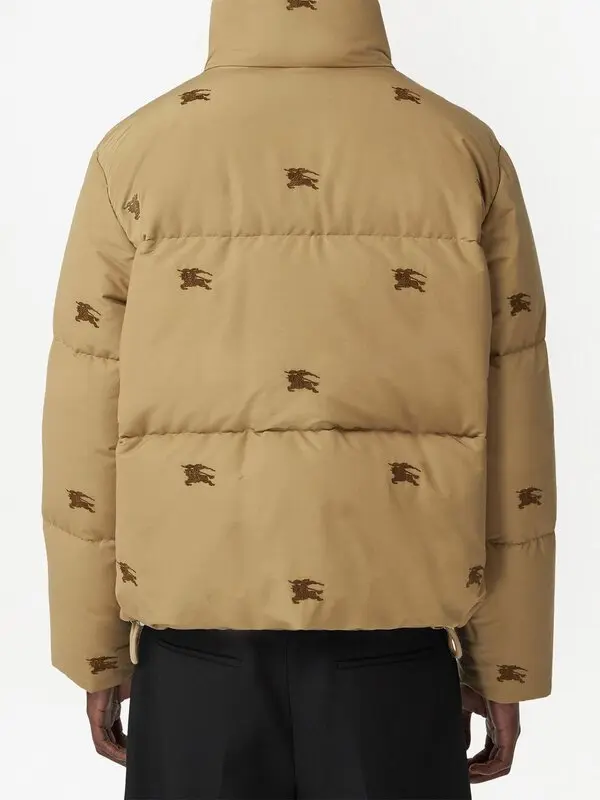 Burberry Embroidered-logo Puffer Jacket - Neutrals