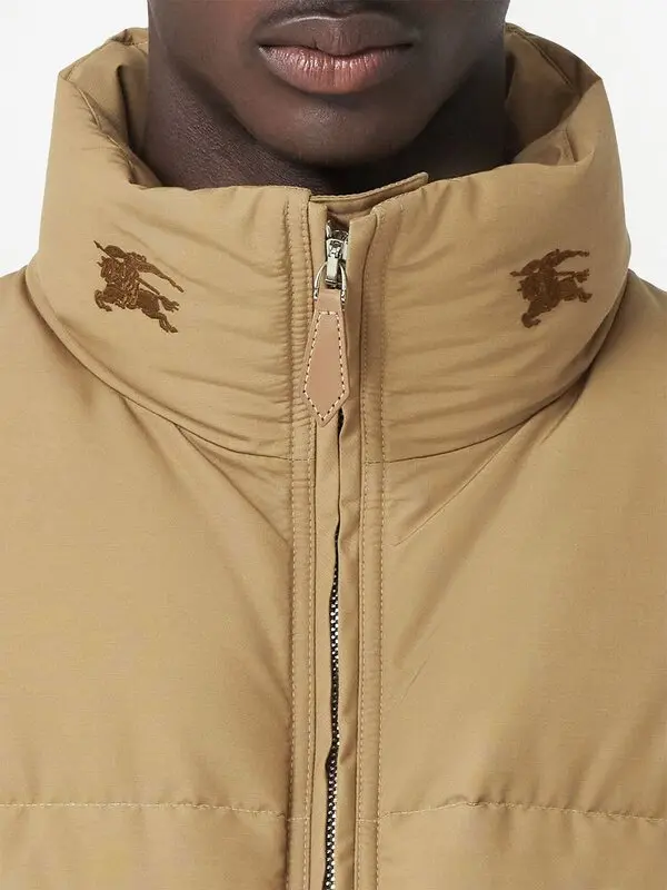 Burberry Embroidered-logo Puffer Jacket - Neutrals