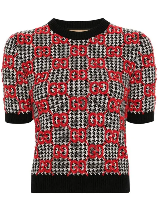 Gucci Gg Jacquard Wool Top - Black