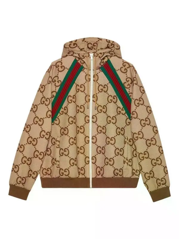 Gucci Gg Supreme Hooded Jacket - Brown