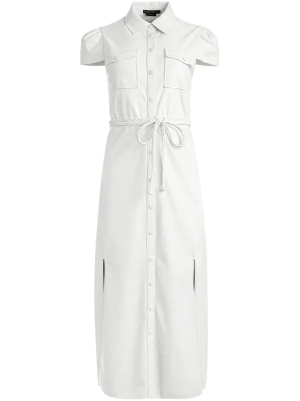 Alice + Olivia Miranda Faux Leather Midi Dress - White | Editorialist