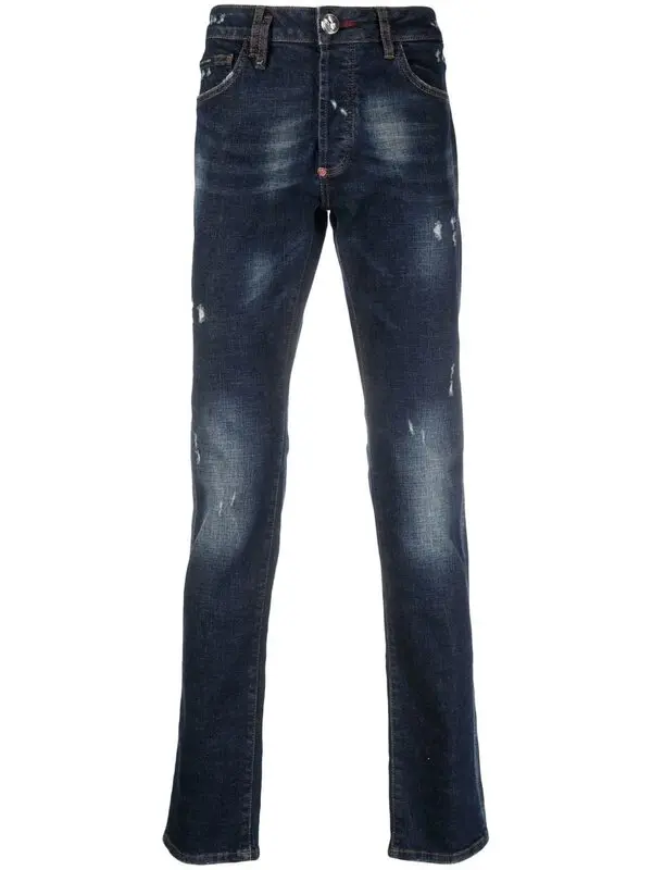 Philipp Plein Super Straight Cut Distressed Jeans