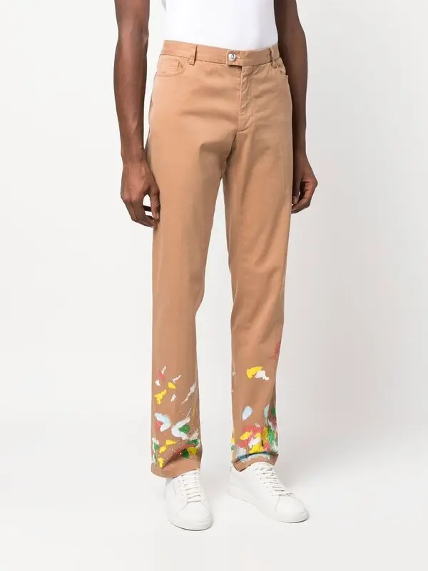 Philipp Plein Paint-splatter Effect Chinos - Brown