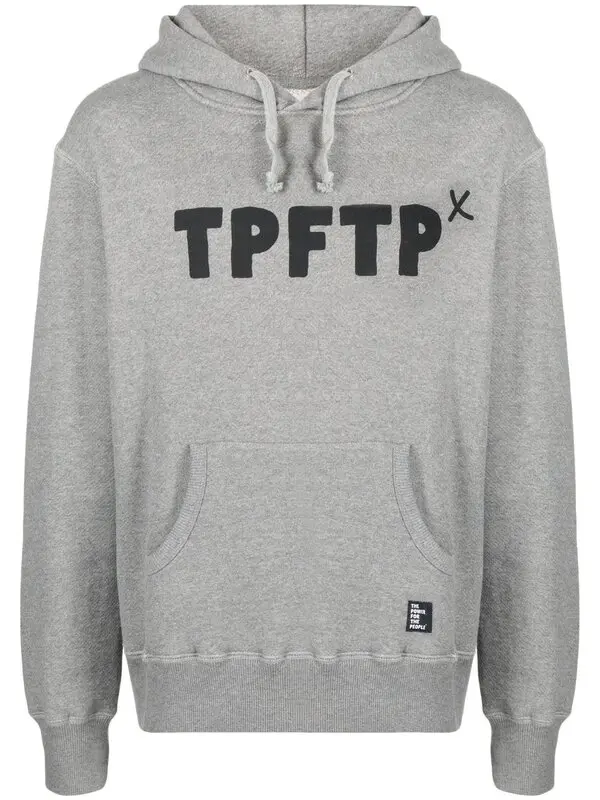 THE POWER FOR THE PEOPLE Logo Print Drawstring Hoodie