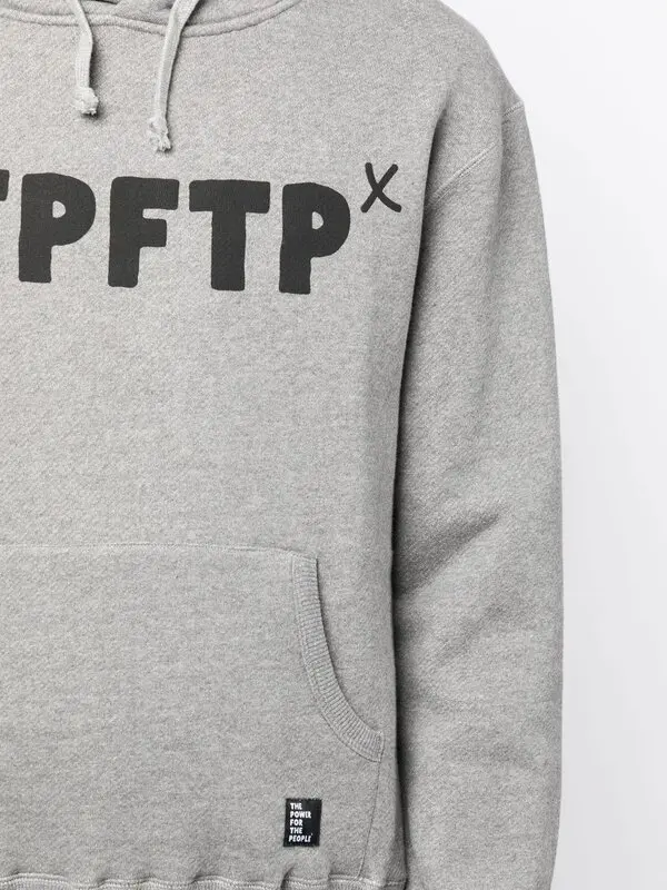 THE POWER FOR THE PEOPLE Logo Print Drawstring Hoodie