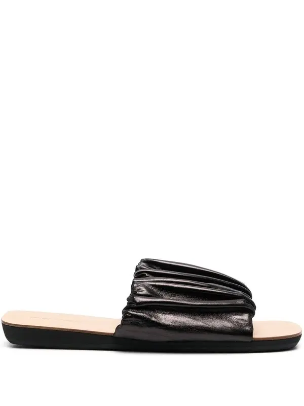JIL SANDER Leather Gathered-detail Slides