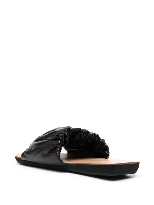 JIL SANDER Leather Gathered-detail Slides