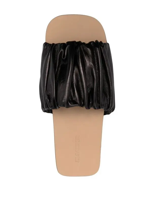 JIL SANDER Leather Gathered-detail Slides