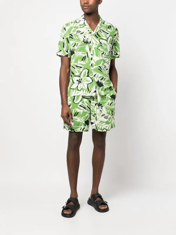 Palm Angels Floral-print Short-sleeved Shirt - Green