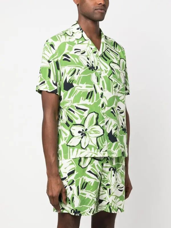 Palm Angels Floral-print Short-sleeved Shirt - Green