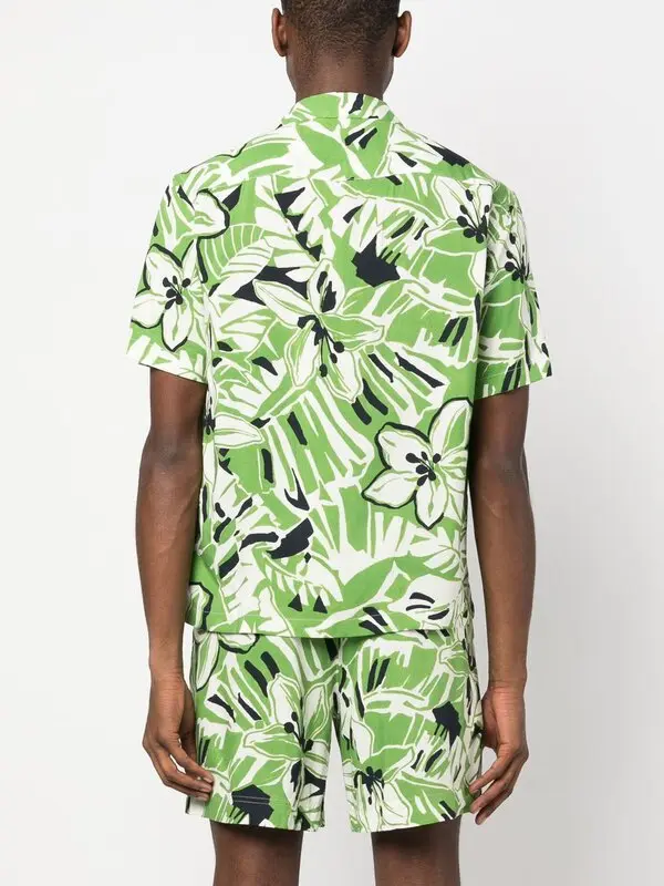 Palm Angels Floral-print Short-sleeved Shirt - Green