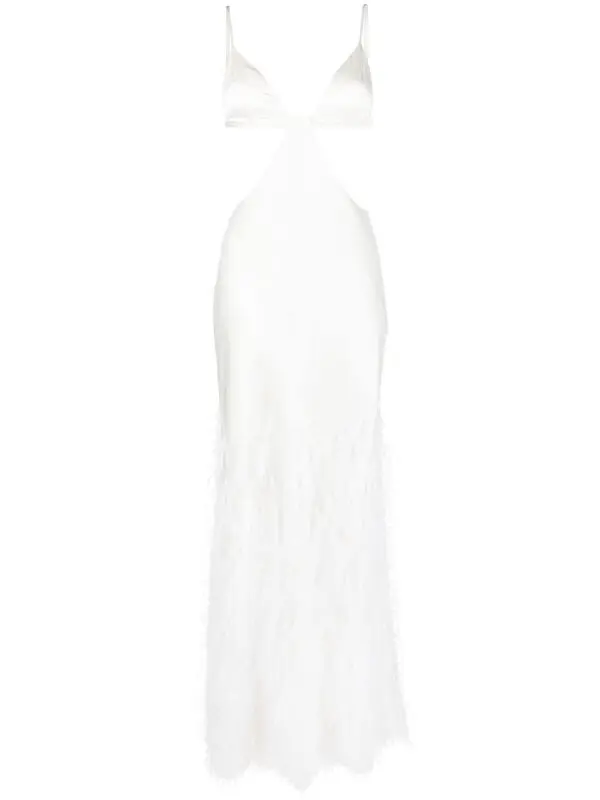 Cult Gaia Raisa Feather-embellished Gown - White