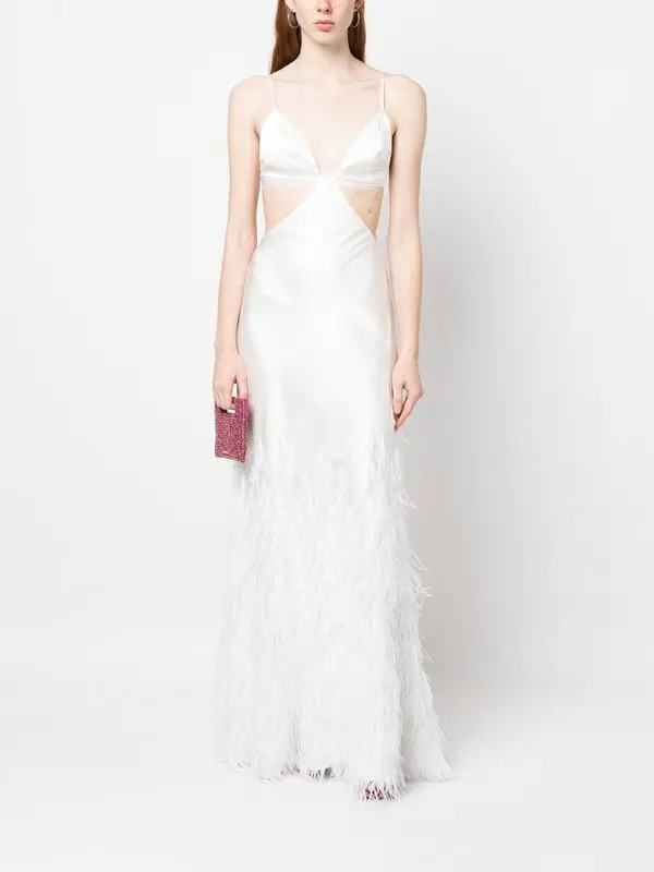 Cult Gaia Raisa Feather-embellished Gown - White