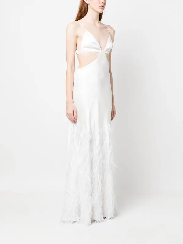 Cult Gaia Raisa Feather-embellished Gown - White