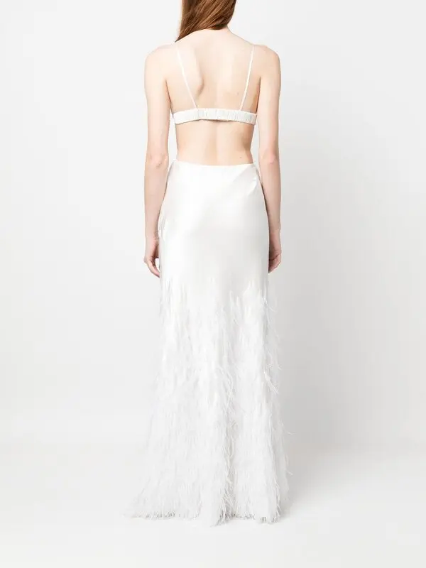 Cult Gaia Raisa Feather-embellished Gown - White