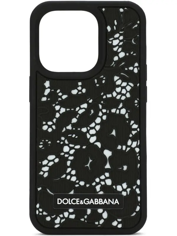 Dolce & Gabbana Floral-lace Iphone 14 Pro Case - Black