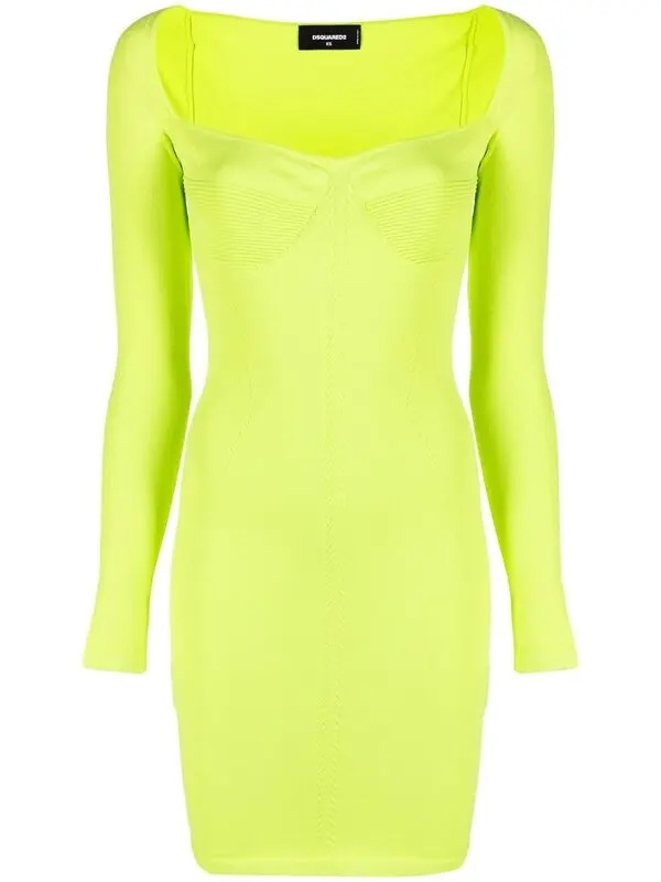 Dsquared2 Long Sleeved Sweetheart Neck Mini Dress - Green