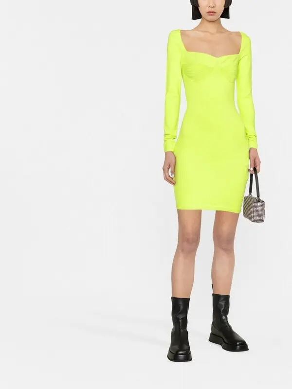 Dsquared2 Long Sleeved Sweetheart Neck Mini Dress - Green
