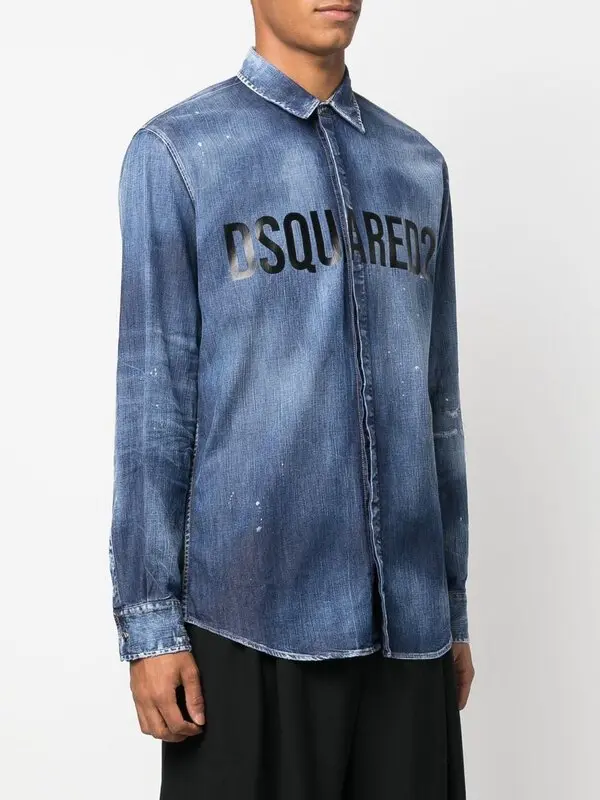 Dsquared2 Logo-print Button-up Denim Shirt