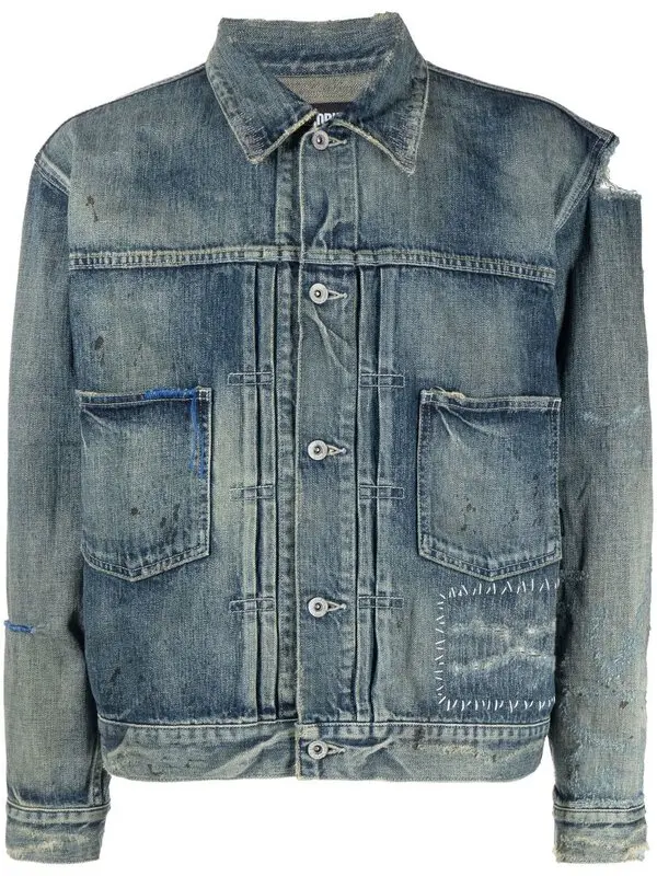 NEIGHBORHOOD Distressed Denim Jacket - Blue