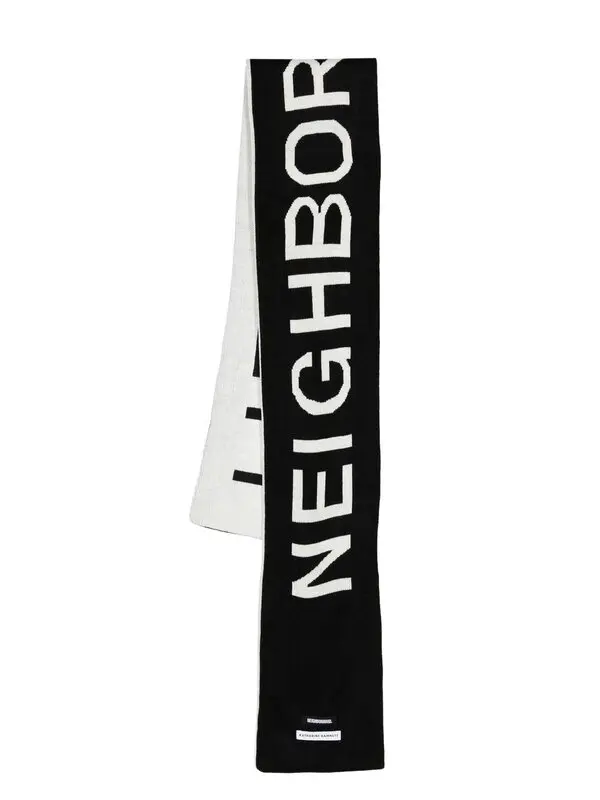 NEIGHBORHOOD Intarsia-knit Logo Scarf - Black