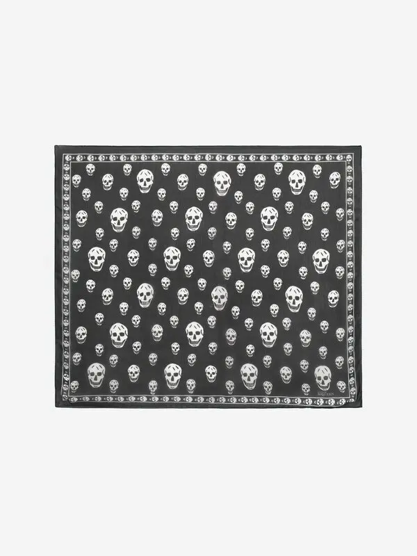 Alexander McQueen Classic Silk Chiffon Skull Scarf - Black