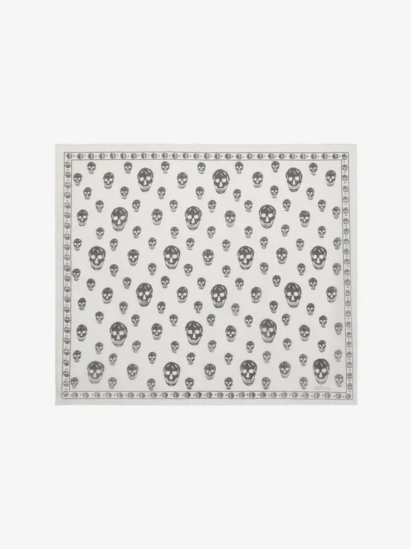 Alexander McQueen Classic Silk Chiffon Skull Scarf - Ivory/black