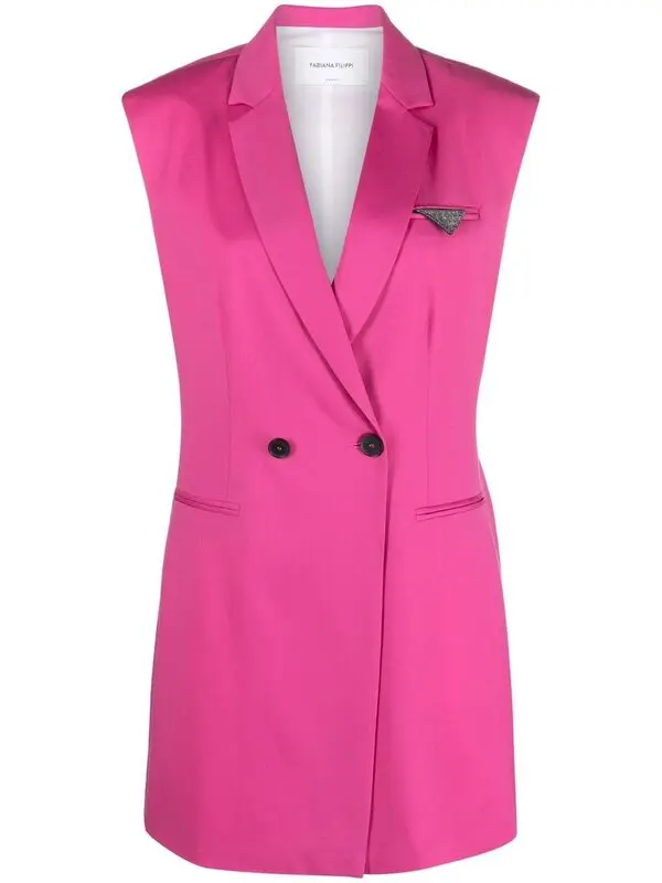 Fabiana Filippi Sleeveless Merino Wool Blazer - Pink