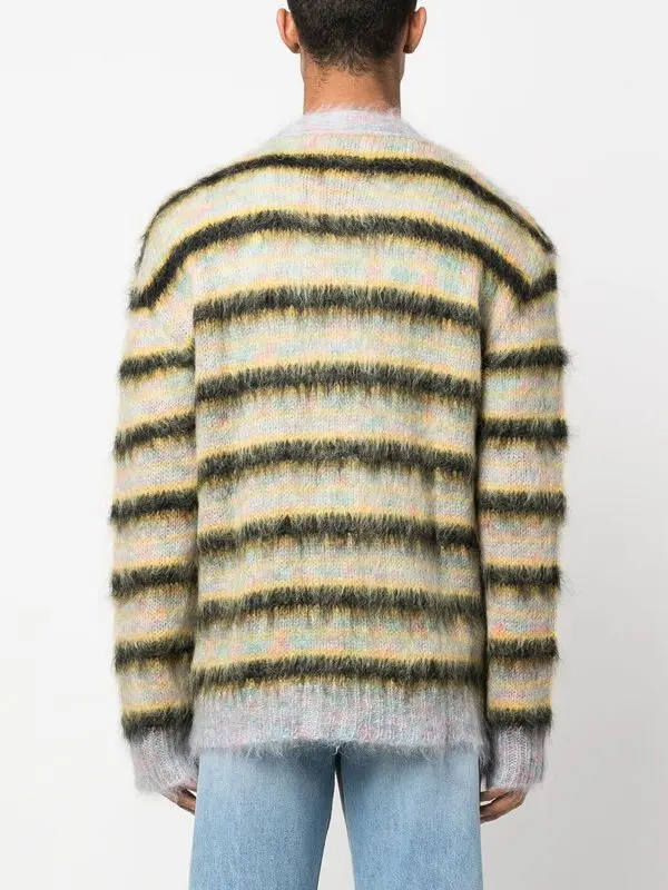Marni Striped Mohair-blend Cardigan - Yellow