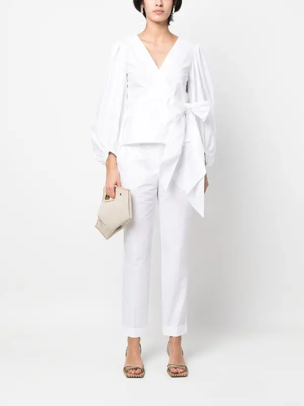 P.a.r.o.s.h Side-tie Crop-sleeve Blouse - White