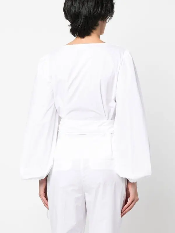P.a.r.o.s.h Side-tie Crop-sleeve Blouse - White