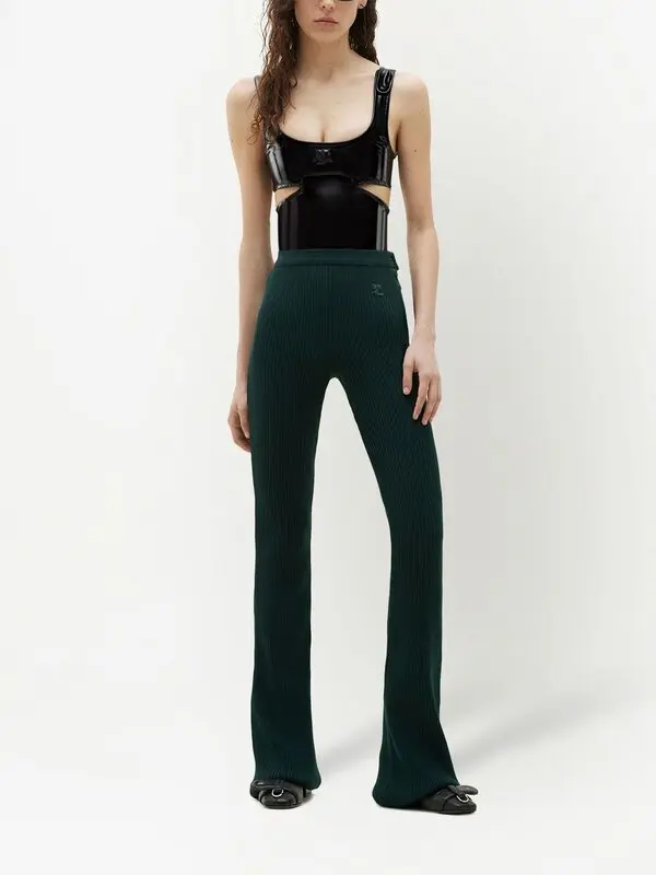 COURREGES Ribbed Flared-leg Trousers - Black