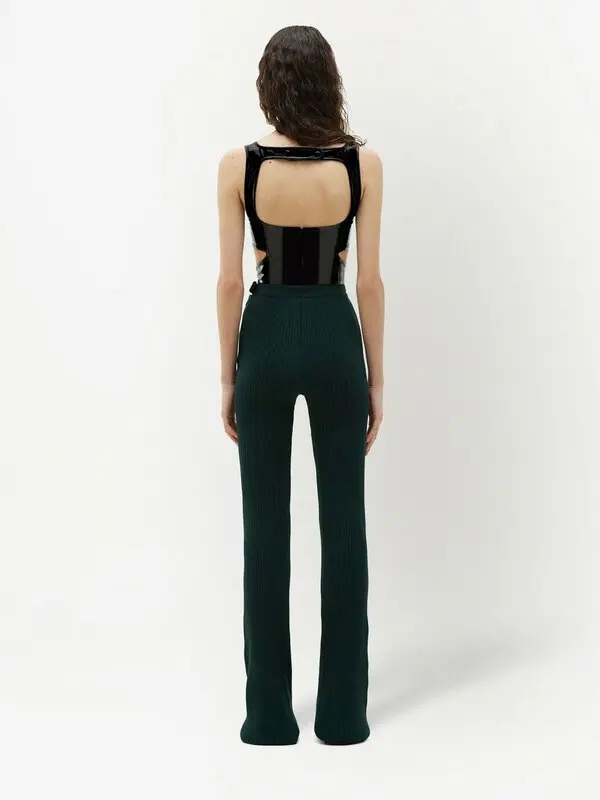 COURREGES Ribbed Flared-leg Trousers - Black