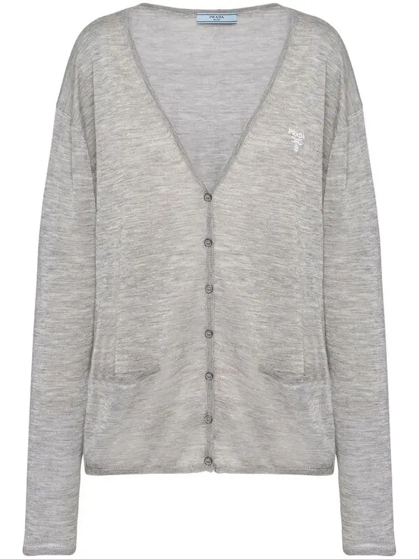 Prada Logo-embroidered Cashmere-silk Cardigan