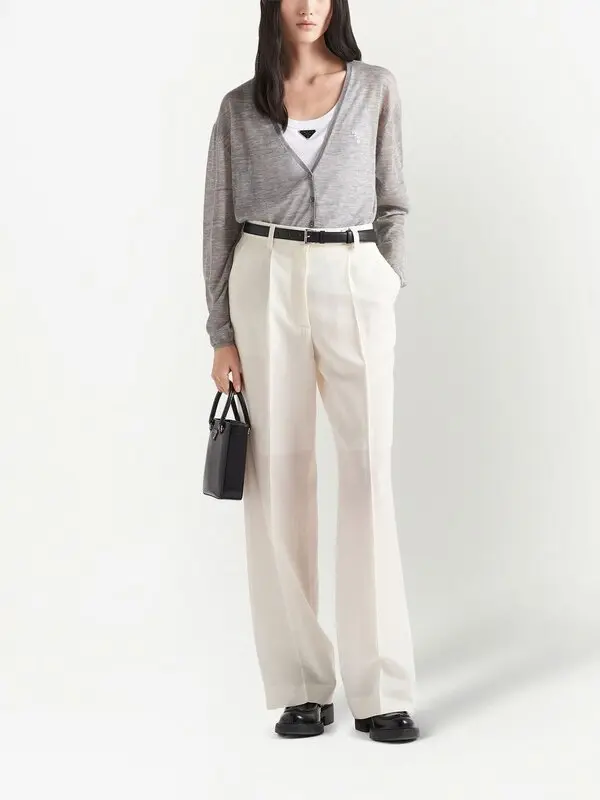 Prada Logo-embroidered Cashmere-silk Cardigan