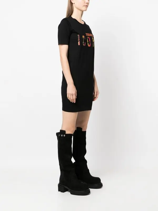 Dsquared2 Icon Sunset Palm T-shirt Dress - Black