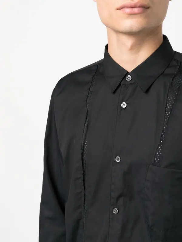 Comme Des Garçons Mesh-panelled Long-sleeve Shirt