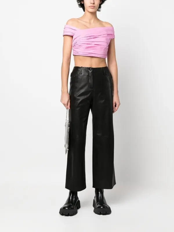 Dsquared2 Pleated Off-shoulder Cropped Top - Pink
