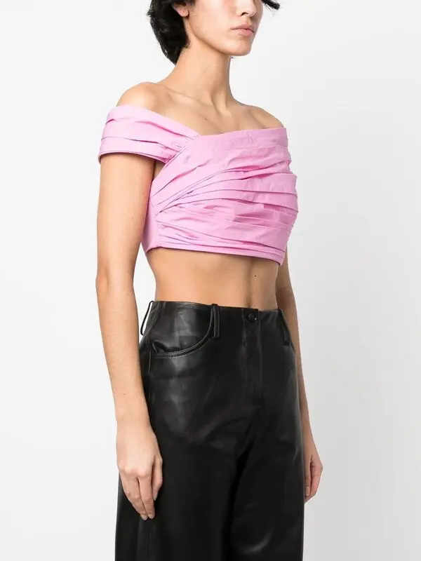 Dsquared2 Pleated Off-shoulder Cropped Top - Pink