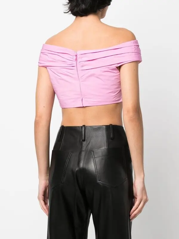 Dsquared2 Pleated Off-shoulder Cropped Top - Pink