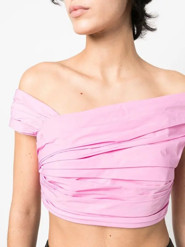 Dsquared2 Pleated Off-shoulder Cropped Top - Pink