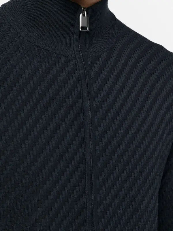 Brioni Embossed-finish Zip-up Jumper